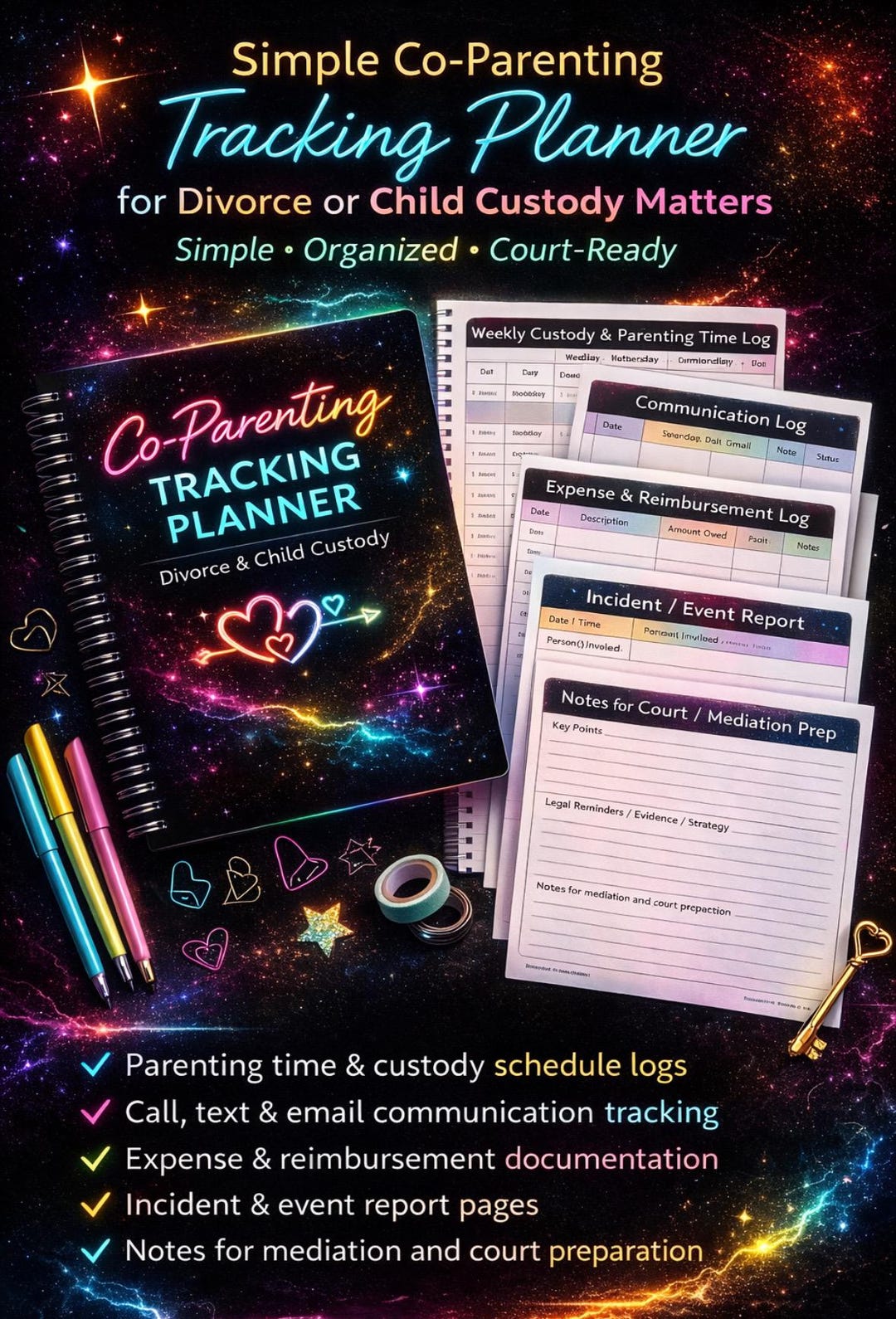 Simple Co-parenting Tracking Planner for Divorce or Child Custody ...