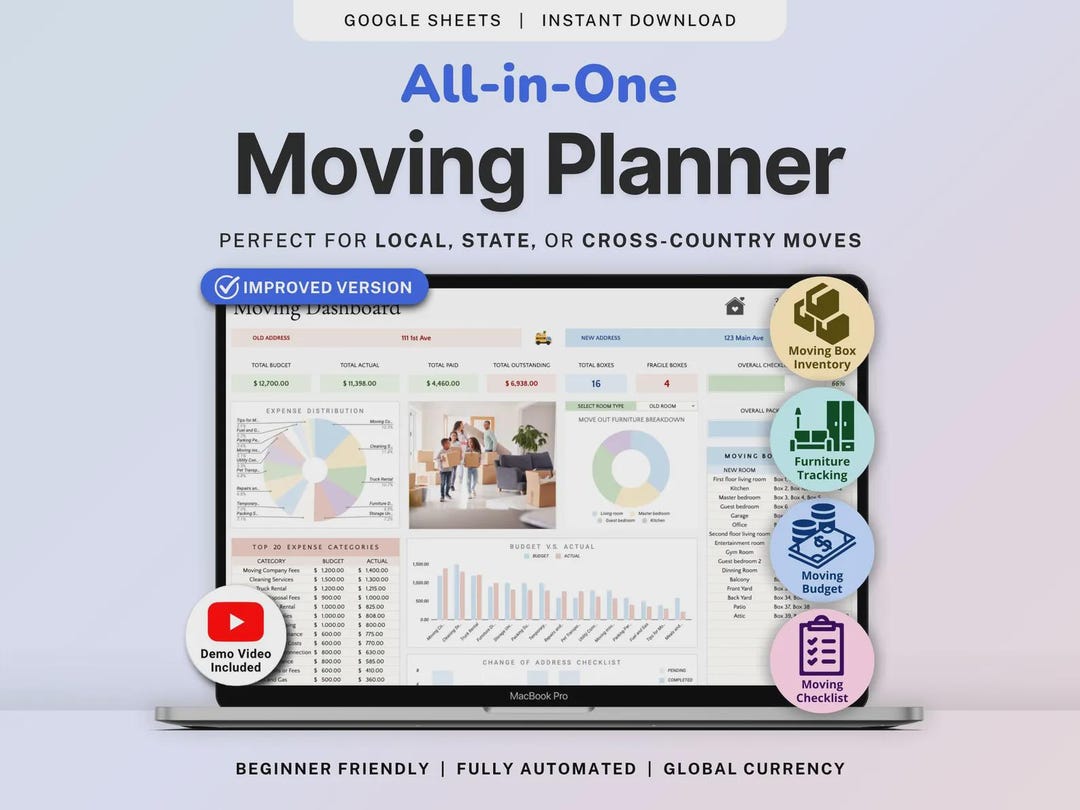 Moving Planner Google Sheets: All-in-one Moving Checklist, Budget ...