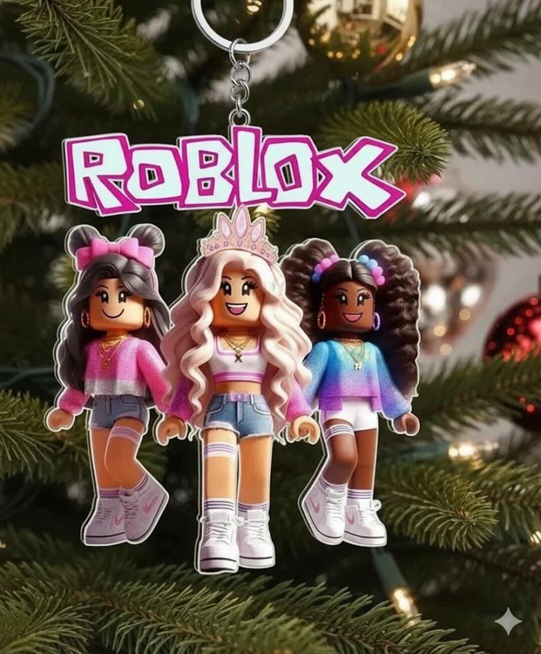 Custom Roblox Girl Keychain for Kids, Personalized Gamer Backpack Charm ...