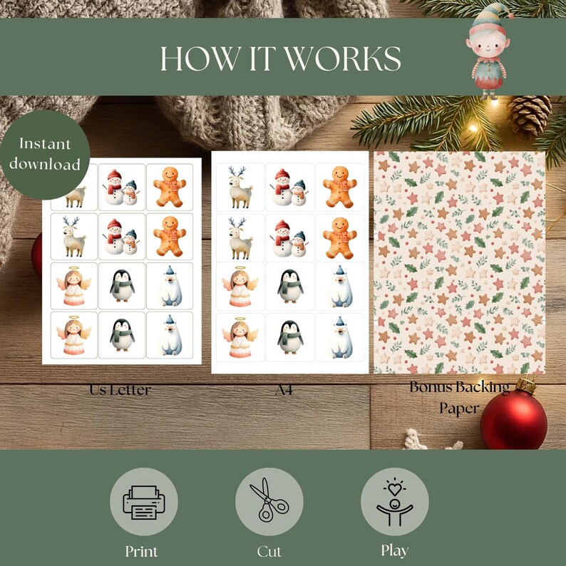 Christmas Memory Game, Printable Matching Cards for Kids - Etsy