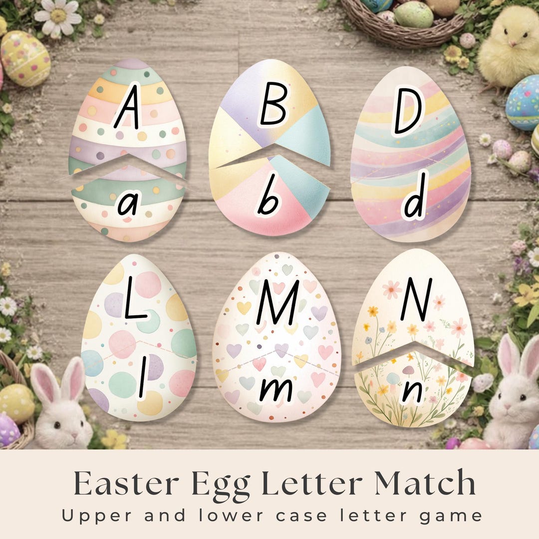 Easter Egg Letter Match Printable, Uppercase Lowercase Alphabet Game ...
