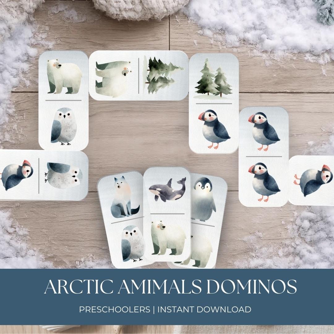 Arctic Animals Dominoes Printable | Winter Animal Game for Kids ...