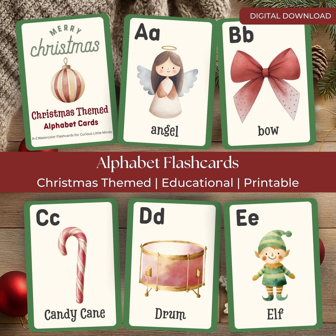 Christmas Alphabet Flashcards | A–Z ABC Cards | Kids Christmas Learning ...