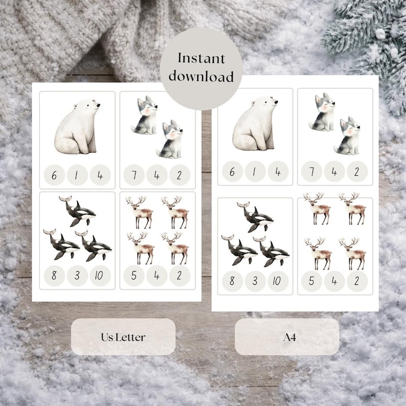 Arctic Animal Number Clip Cards (1–10) | Preschool Math Activity ...
