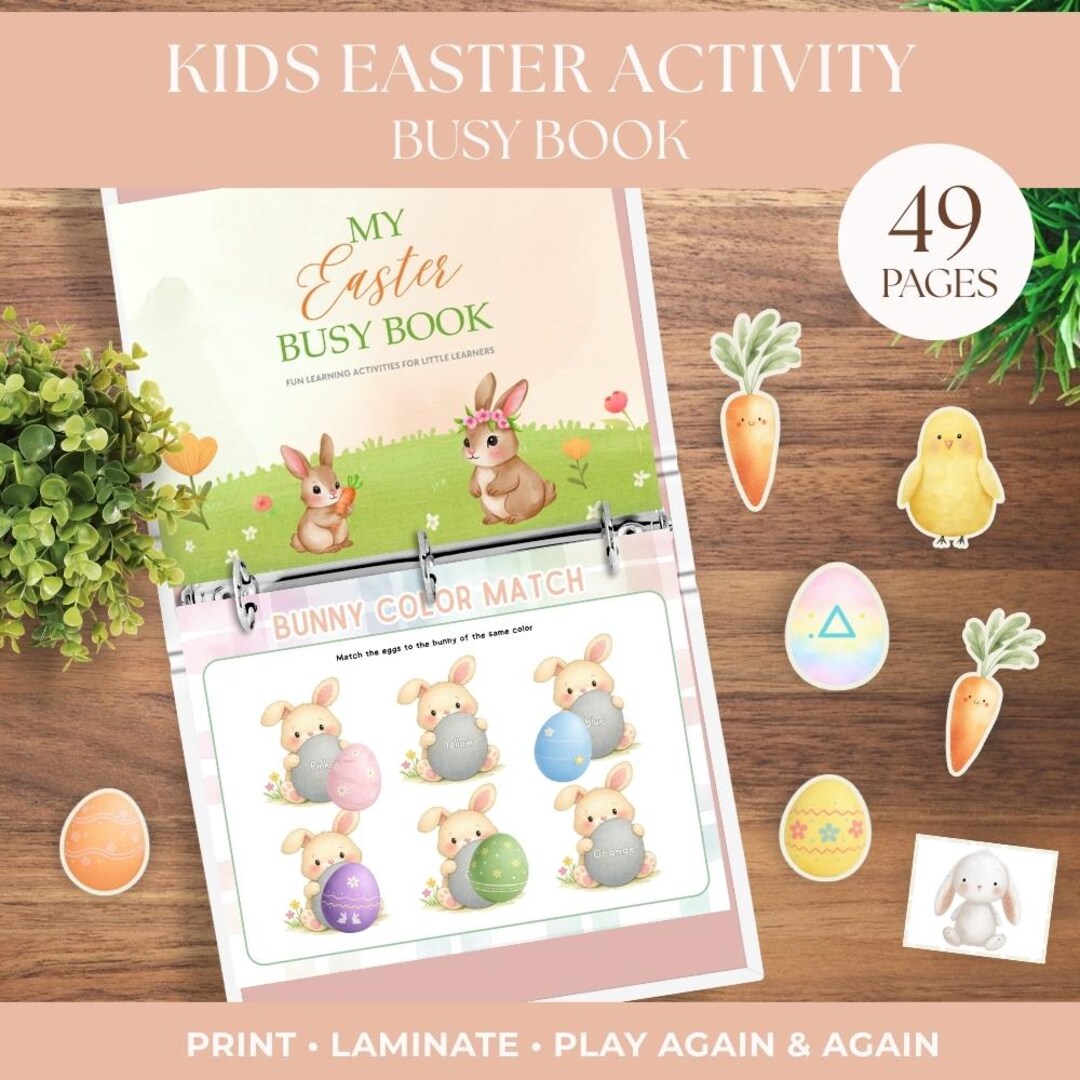 Kids Easter Activity Busy Book, Printable Easter Busy Binder, Preschool ...