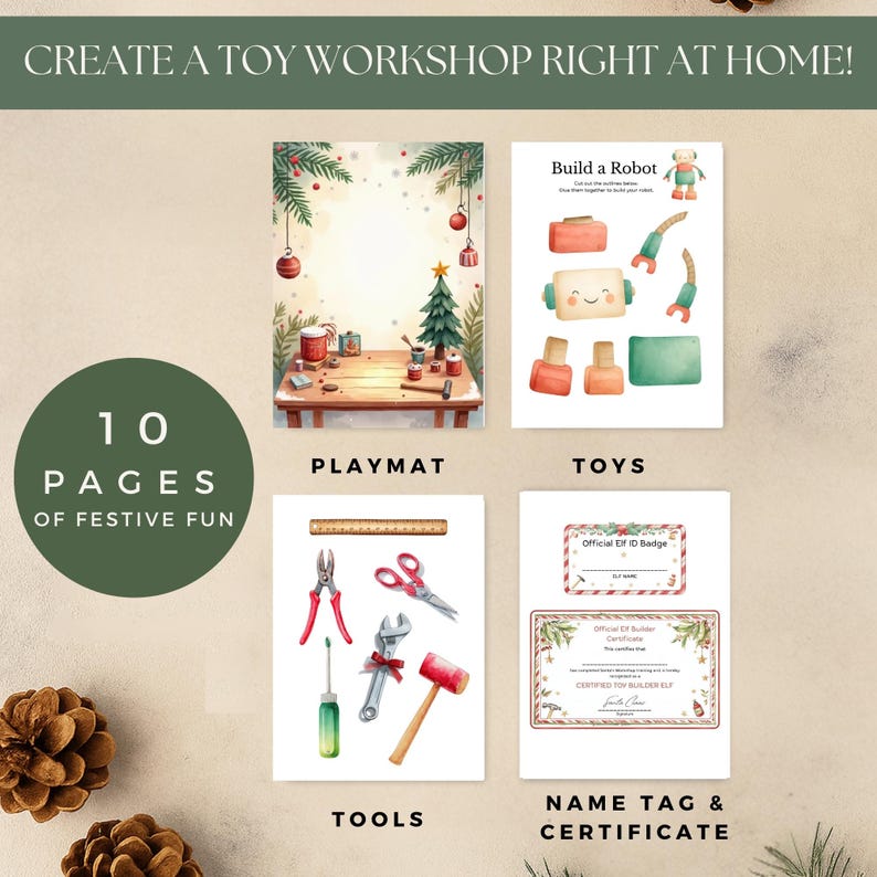 Santa’s Workshop Printable, Build a Toy Game, Christmas Craft for Kids ...