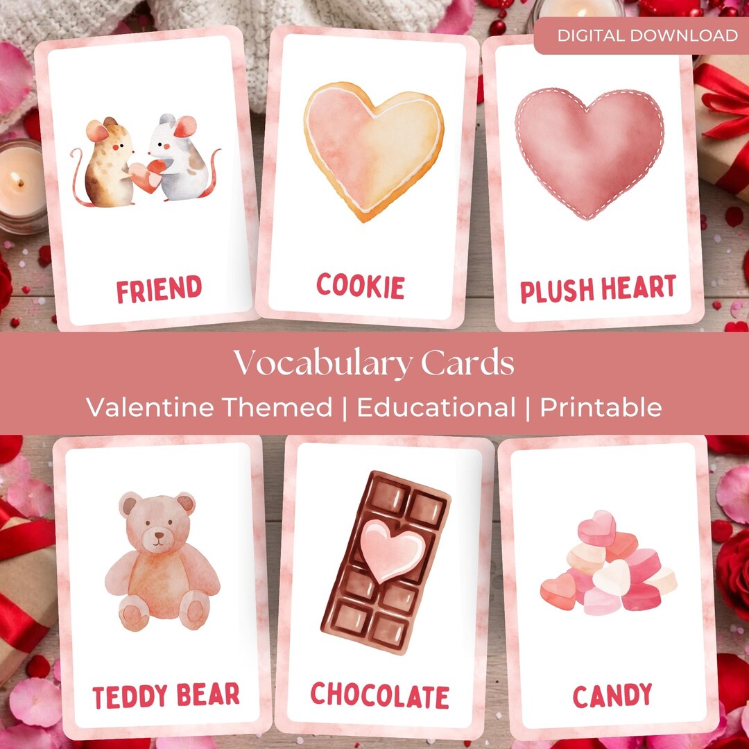 Cartes de vocabulaire de la Saint-Valentin pour enfants | Flashcards ...