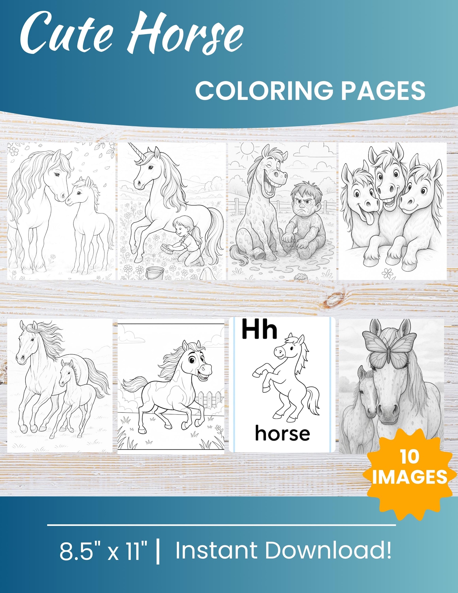 Realistic Horse Coloring Pages, Printable Designs (PDF) - Etsy