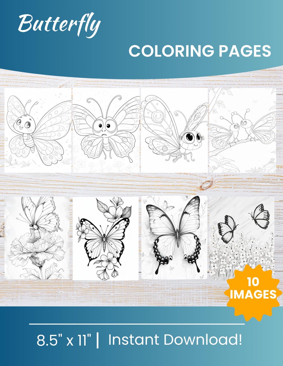 Printable Butterfly Coloring Pages for Kids – Realistic Butterfly ...