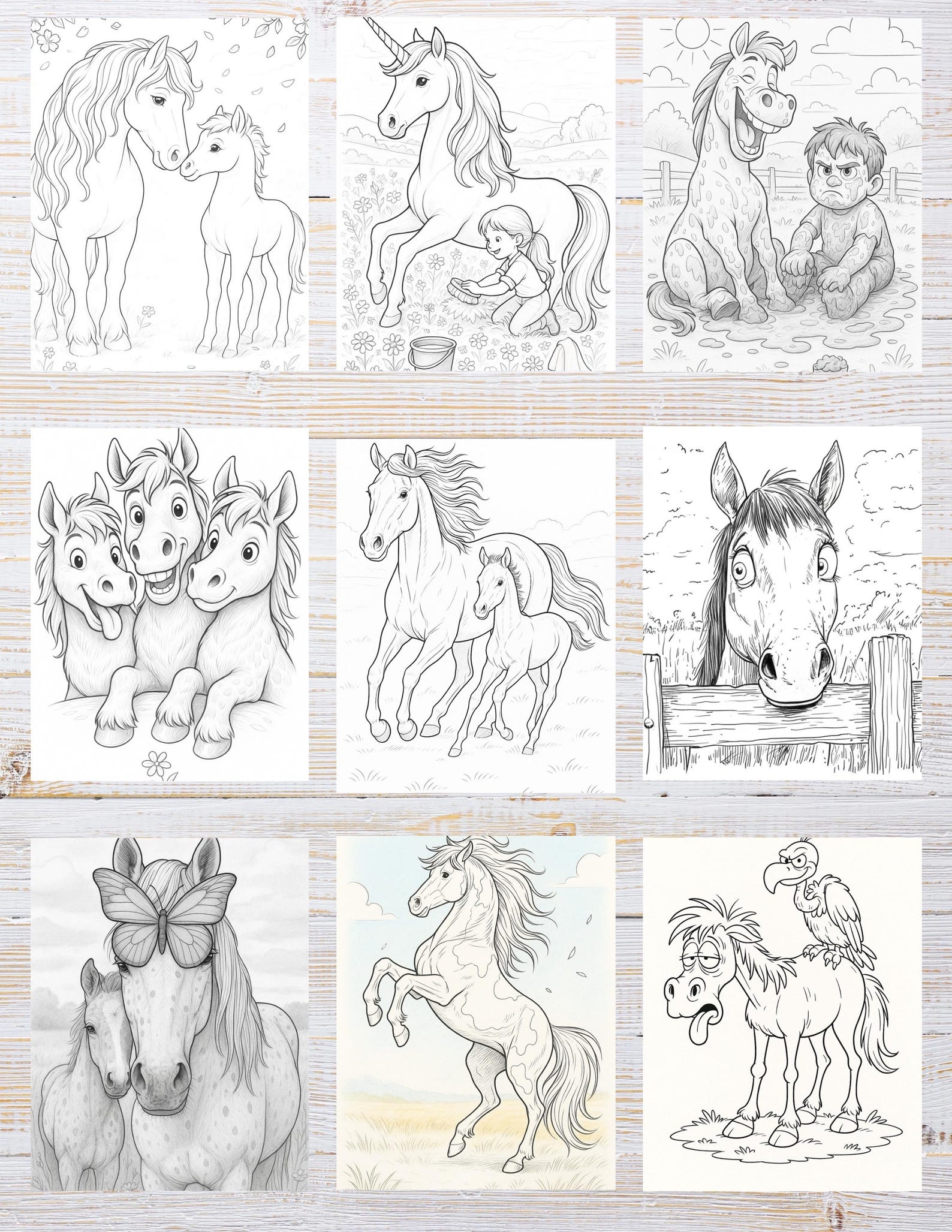 Realistic Horse Coloring Pages, Printable Designs (PDF) - Etsy