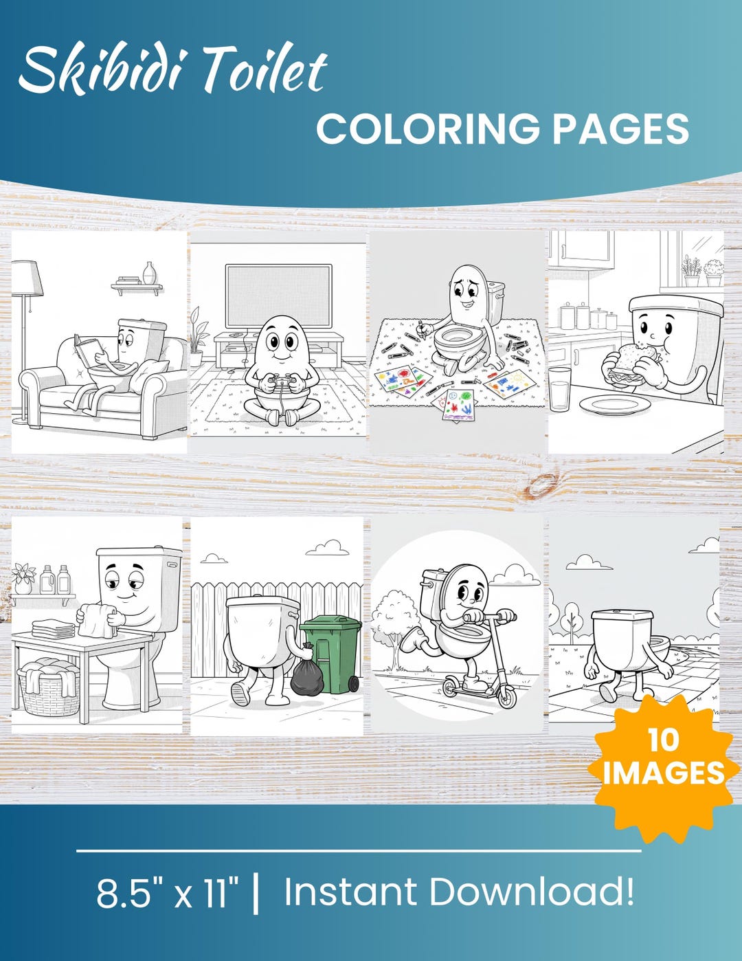 Printable Funny Dancing Character Coloring Pages | Instant Download - Etsy
