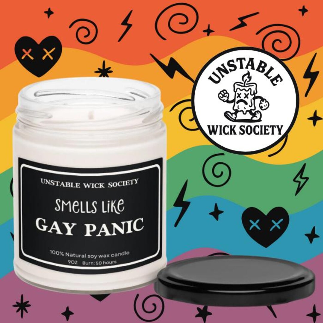 Smells Like Gay Panic Candle | Funny LGBTQ Gift | Queer Humor Candle ...