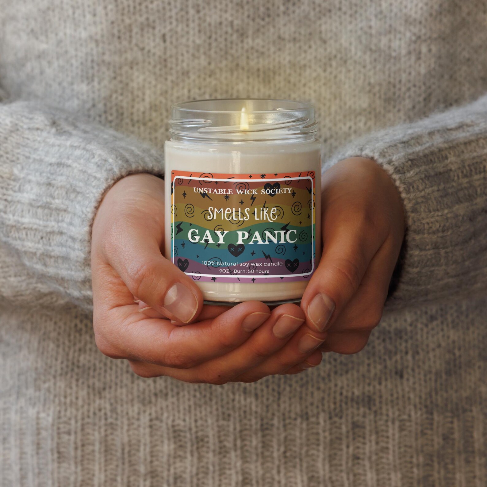 Smells Like Gay Panic Candle | Funny Rainbow LGBTQ Gift | Queer Humor ...