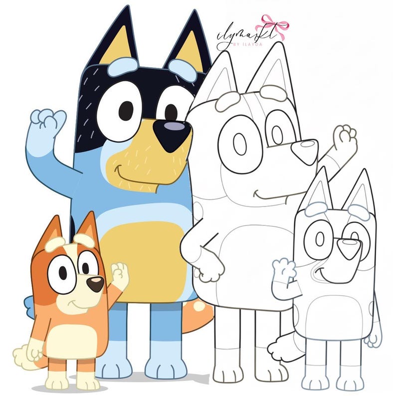 Bluey Inspired Coloring Pages Bundle (30pages) | Printable Kids ...