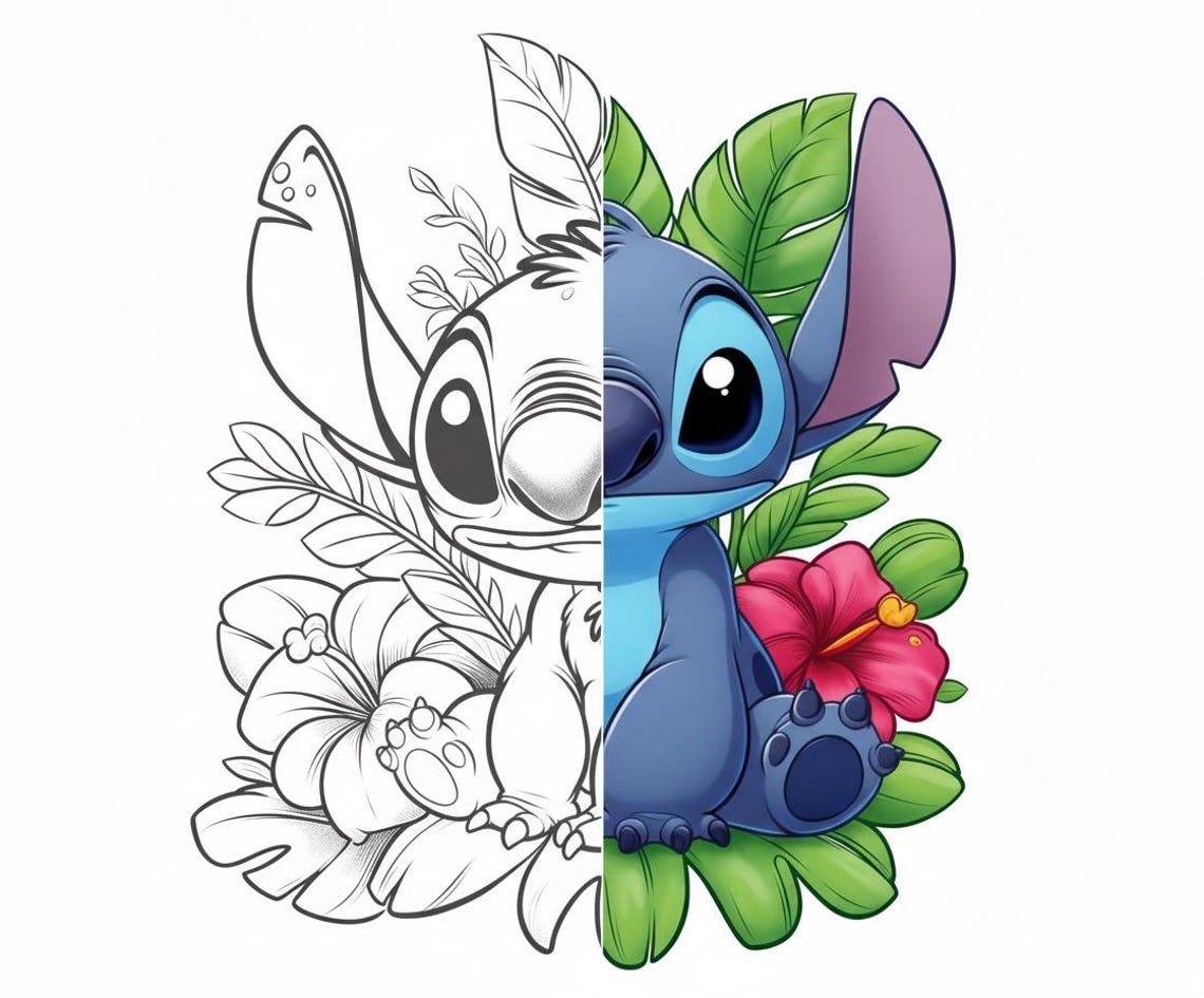 Stitch Coloring Pages for Kids | 20 Printable Sheets (digital Download ...