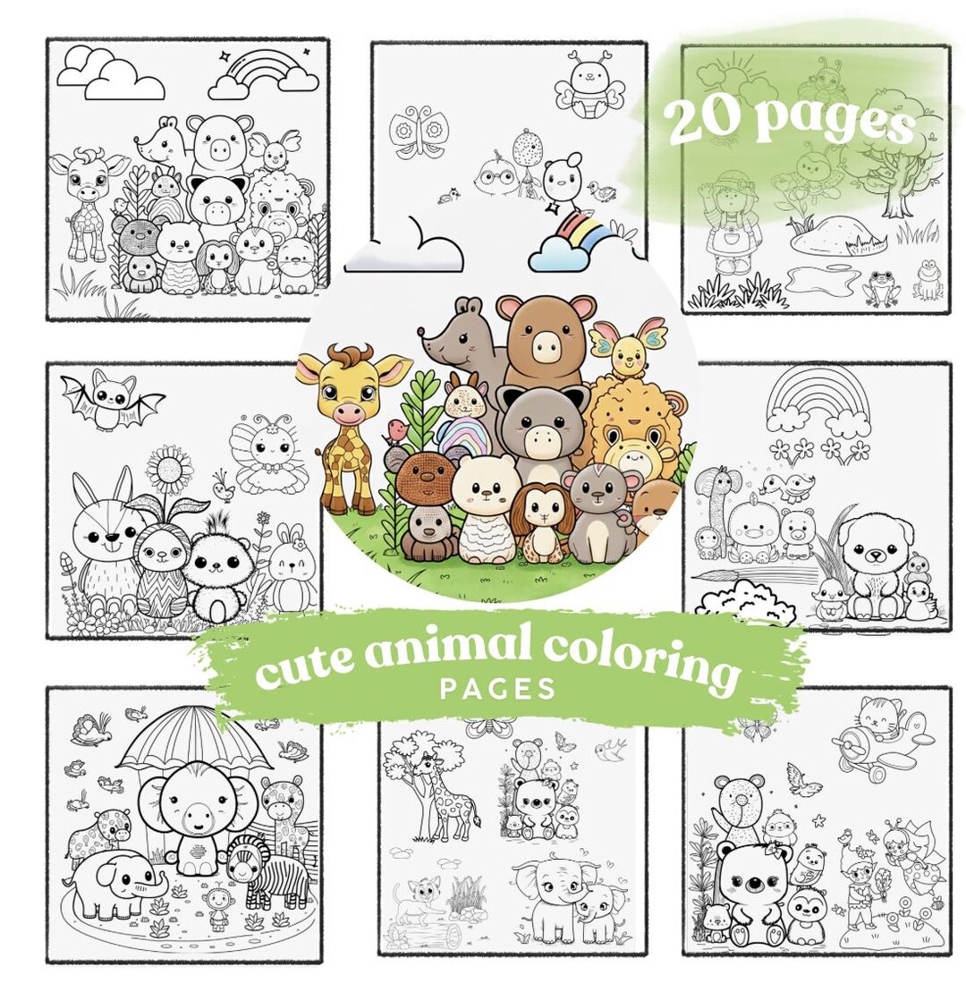 Cute Animal Coloring Pages for Kids – 20 Printable Coloring Sheets ...