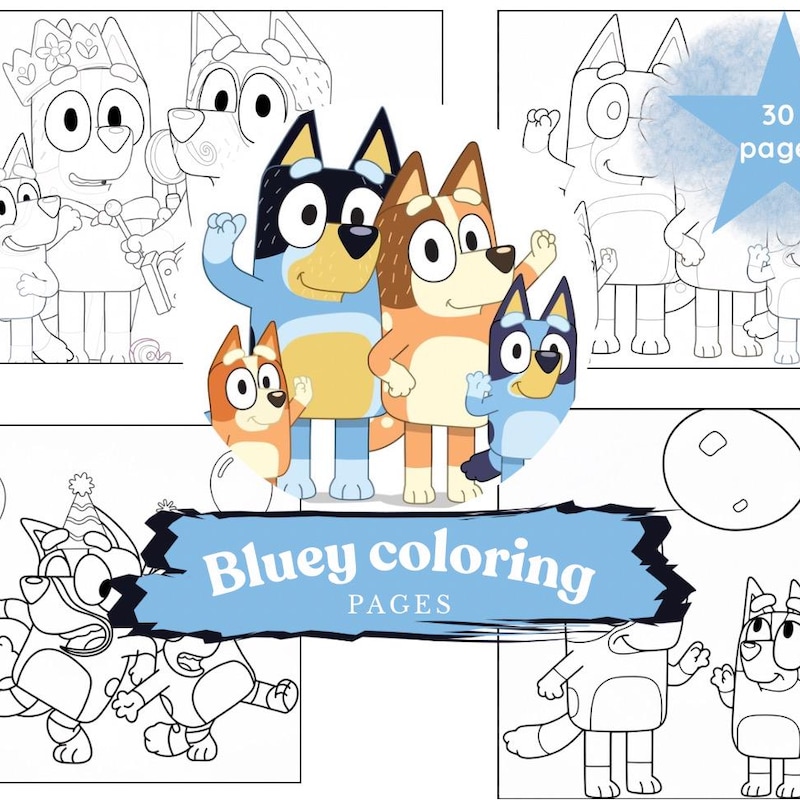Bluey Template Coloring - Etsy UK