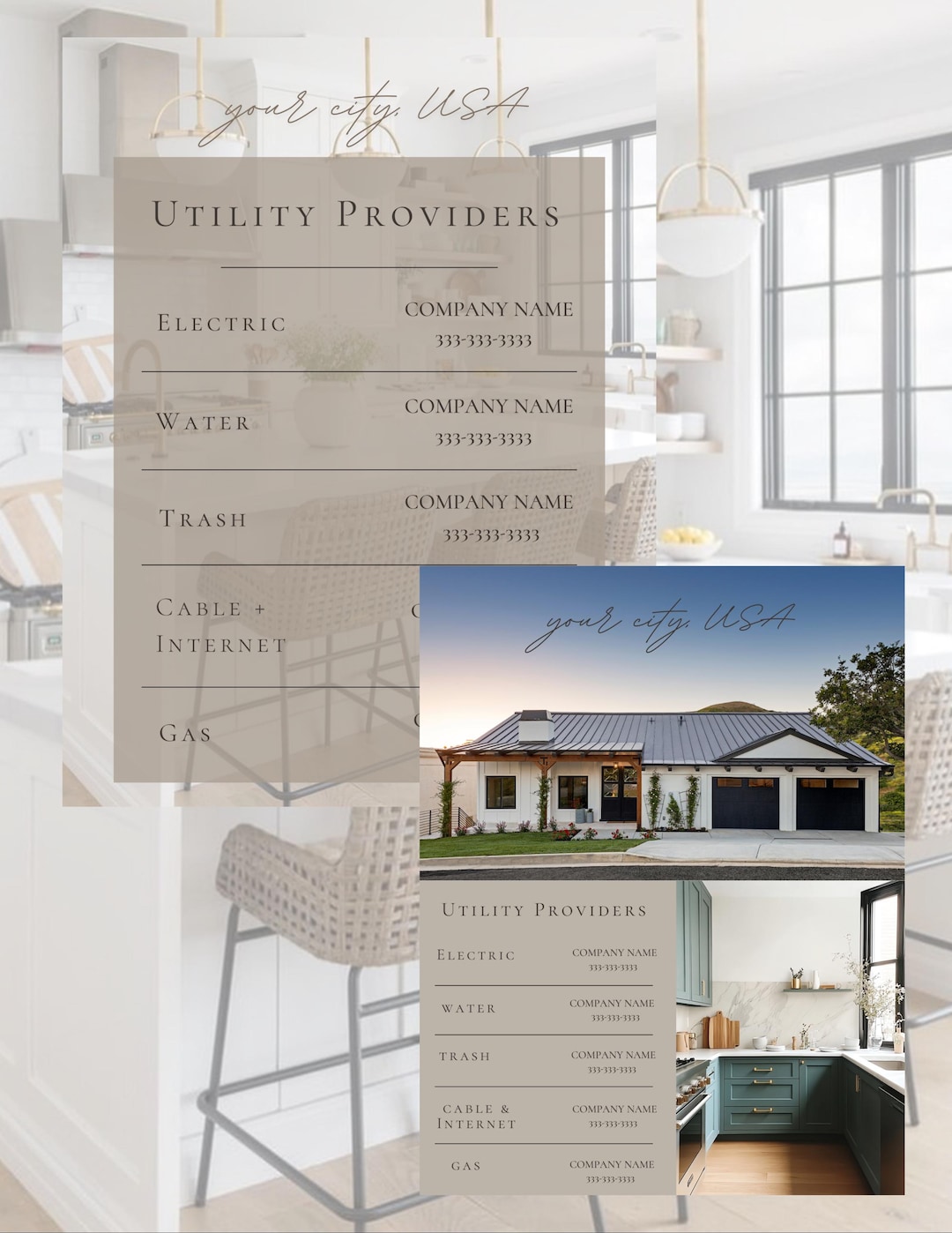 Editable Utility Providers Canva Template | New Home Move-in Sheet ...