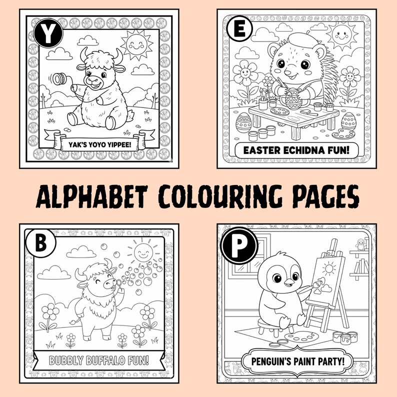 Kids Alphabet Animal Colouring Book Printable, Colouring Pages ...
