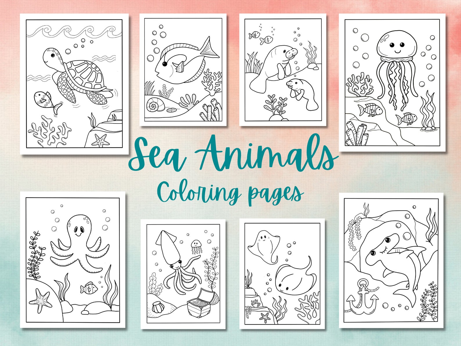 Sea Animal Coloring Pages Under the Sea Coloring Pages Kids - Etsy