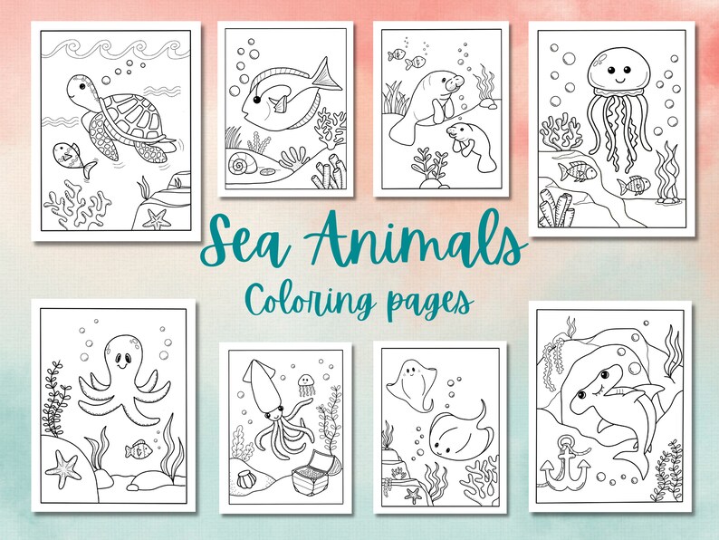 Sea Animal Coloring Pages Under the Sea Coloring Pages Kids - Etsy