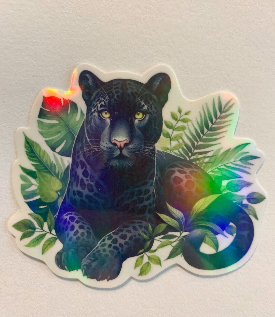 Black Panther Holographic Sticker, Panther Vinyl Sticker, Holographic ...