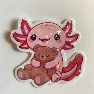 Axolotl Vinyl Sticker, Axolotl Sticker, Holographic Sticker, Sea Animal ...