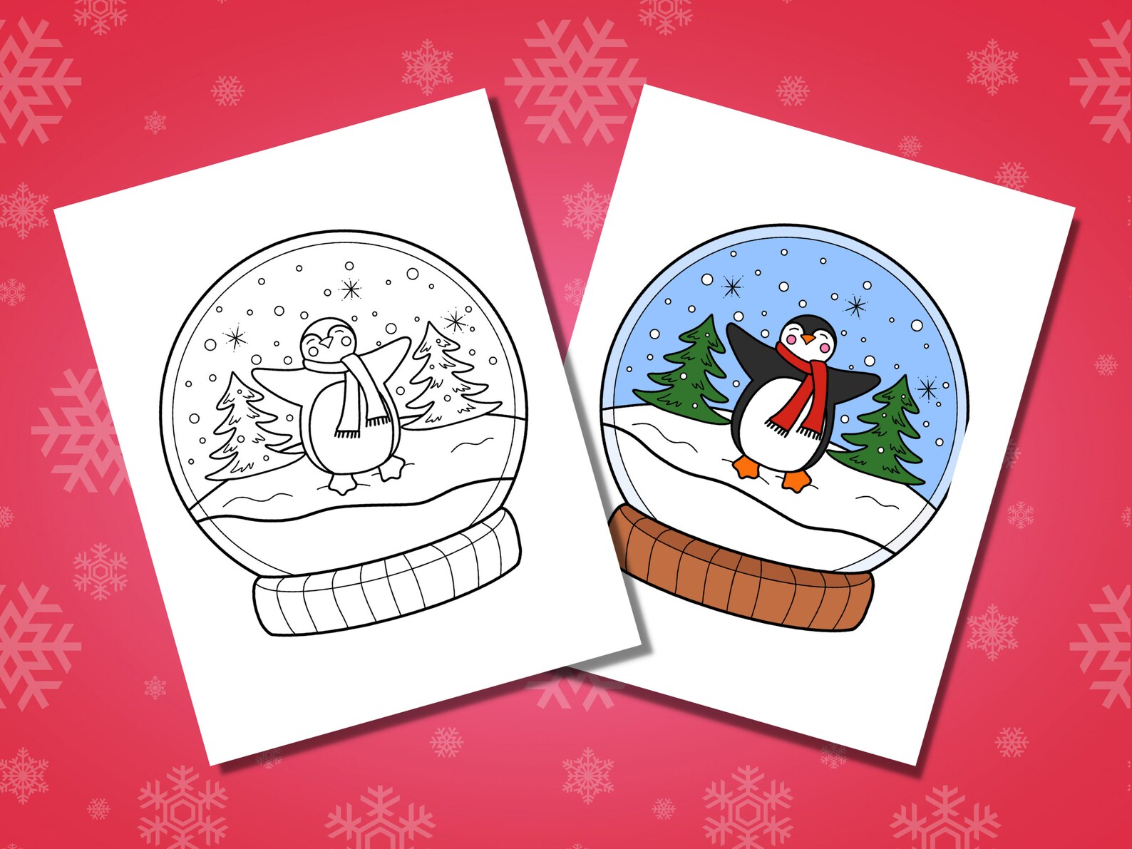Snow Globe Coloring Pages Christmas Coloring Page Kids - Etsy