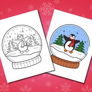 Snow Globe Coloring Pages, Christmas Coloring Page, Kids Coloring Page ...