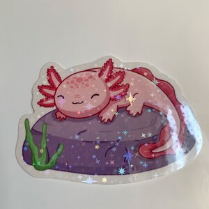 Axolotl Vinyl Sticker, Axolotl Sticker, Holographic Sticker, Sea Animal ...