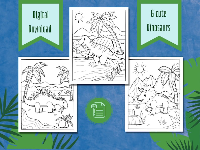 Dinosaurs Coloring Pages Kids Coloring Pages Dinosaurs - Etsy
