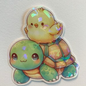 Turtle Holographic Vinyl Sticker, Kawaii Turtle Sticker, Turtle Sticker ...