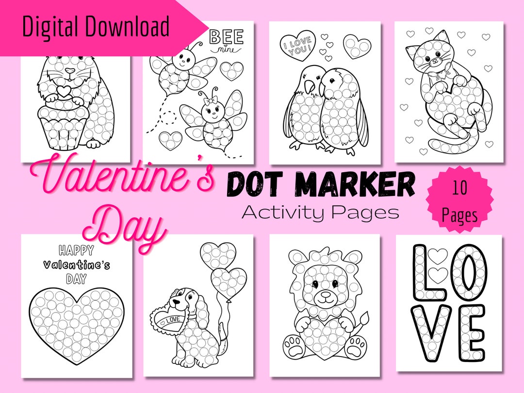 Valentine’s Day Dot Marker Activity Page, Dot Marker Printable for Kids ...