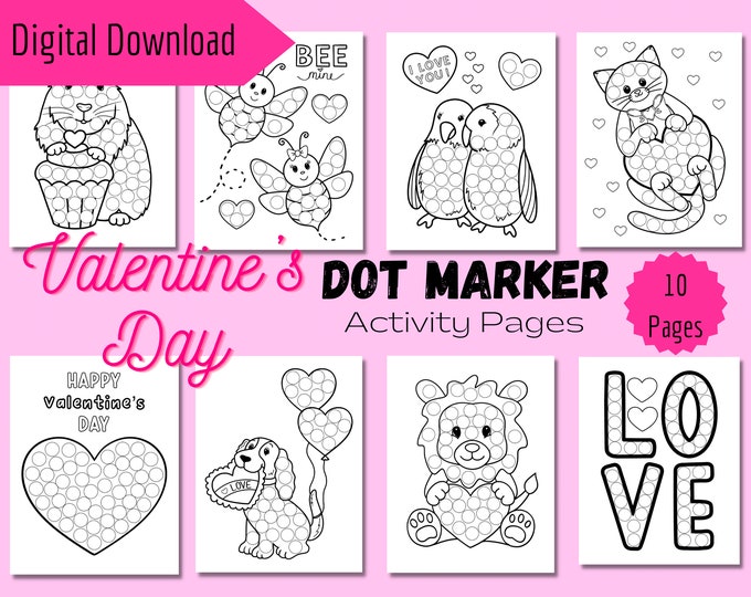 Valentine’s Day Dot Marker Activity Page, Dot Marker Printable for Kids ...