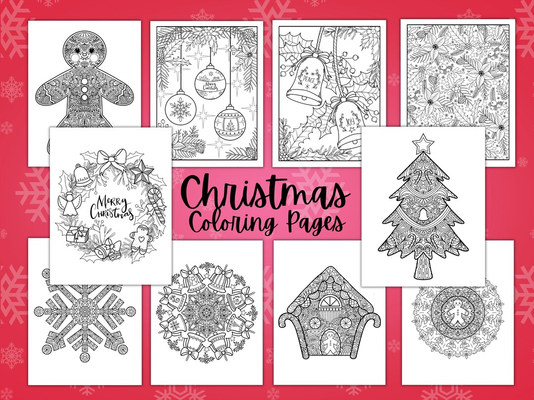 Christmas Coloring Pages, Adult Coloring Pages, Holiday Coloring Pages ...