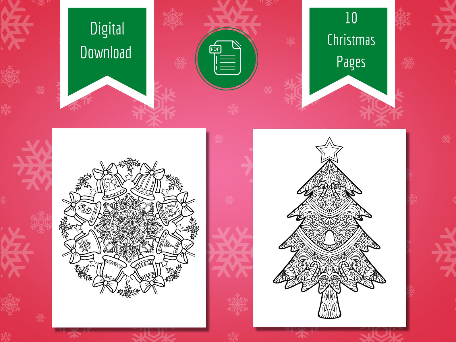 Christmas Coloring Pages Adult Coloring Pages Holiday - Etsy
