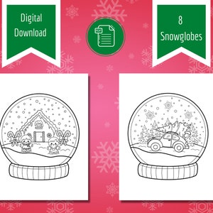 Snow Globe Coloring Pages, Christmas Coloring Page, Kids Coloring Page ...