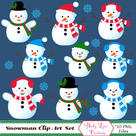 Snowman Clip Art Set Snowman Digital Art Winter Clip Art - Etsy