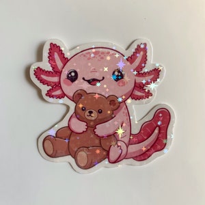 Axolotl Vinyl Sticker, Axolotl Sticker, Holographic Sticker, Sea Animal ...