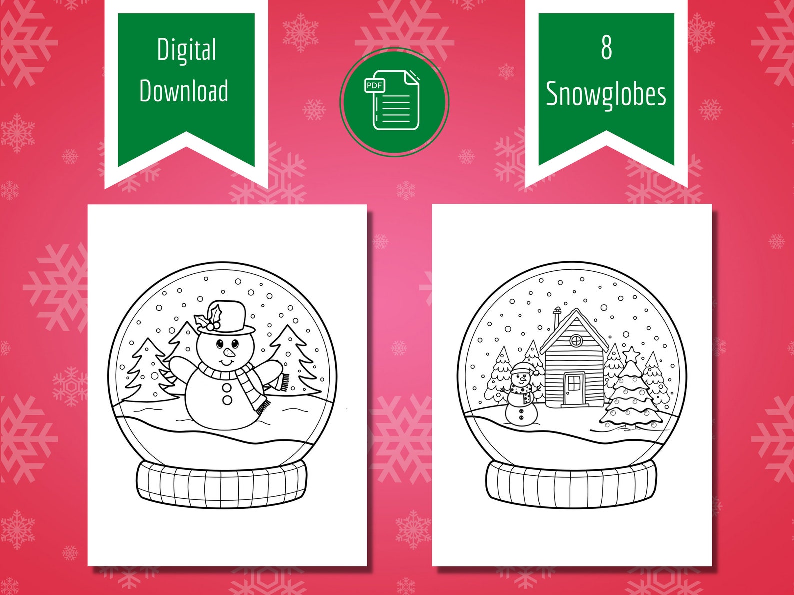 Snow Globe Coloring Pages Christmas Coloring Page Kids - Etsy