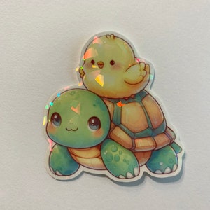 Turtle Holographic Vinyl Sticker, Kawaii Turtle Sticker, Turtle Sticker ...