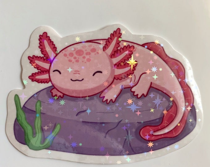 Axolotl Vinyl Sticker, Axolotl Sticker, Holographic Sticker, Sea Animal ...