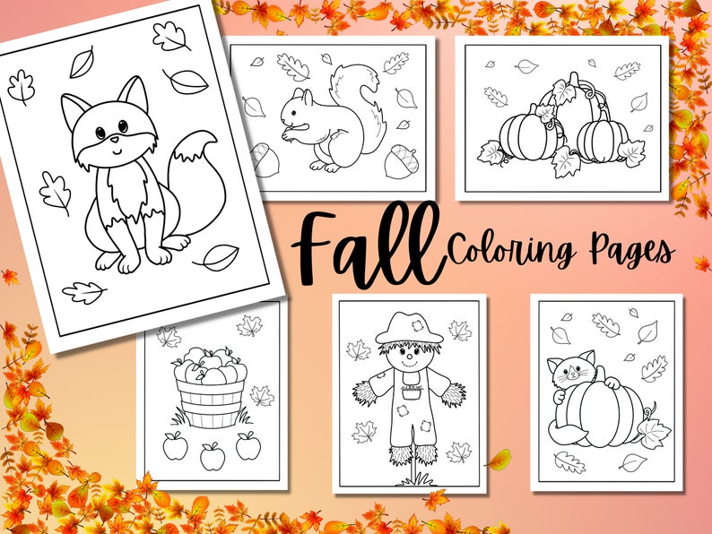 Fall Coloring Pages Kids Coloring Pages Autumn Coloring - Etsy