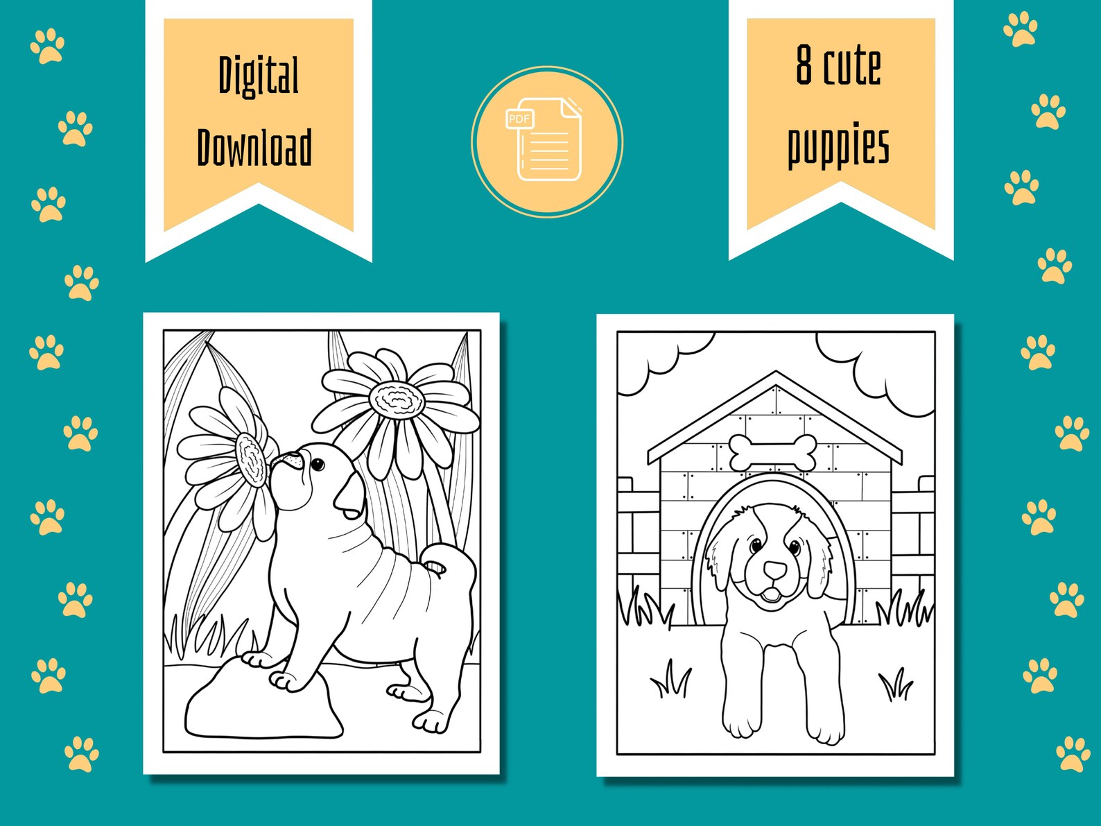 Puppy Coloring Pages Kids Coloring Pages Kids Coloring - Etsy