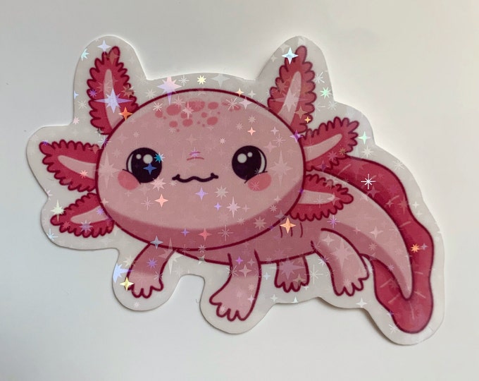 Axolotl Vinyl Sticker, Axolotl Sticker, Holographic Sticker, Sea Animal ...