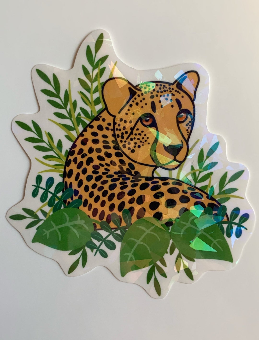Cheetah Vinyl Sticker, Cheetah Sticker, Holographic Sticker, Cheetah ...