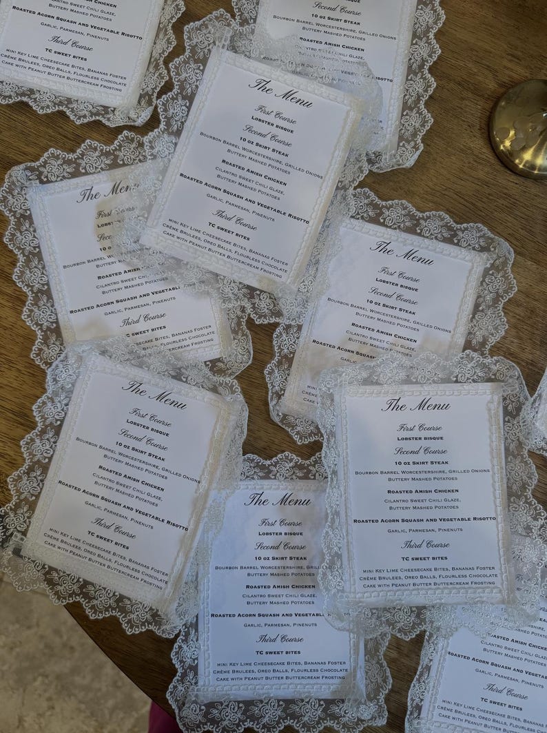 Wedding/event Menus - Etsy
