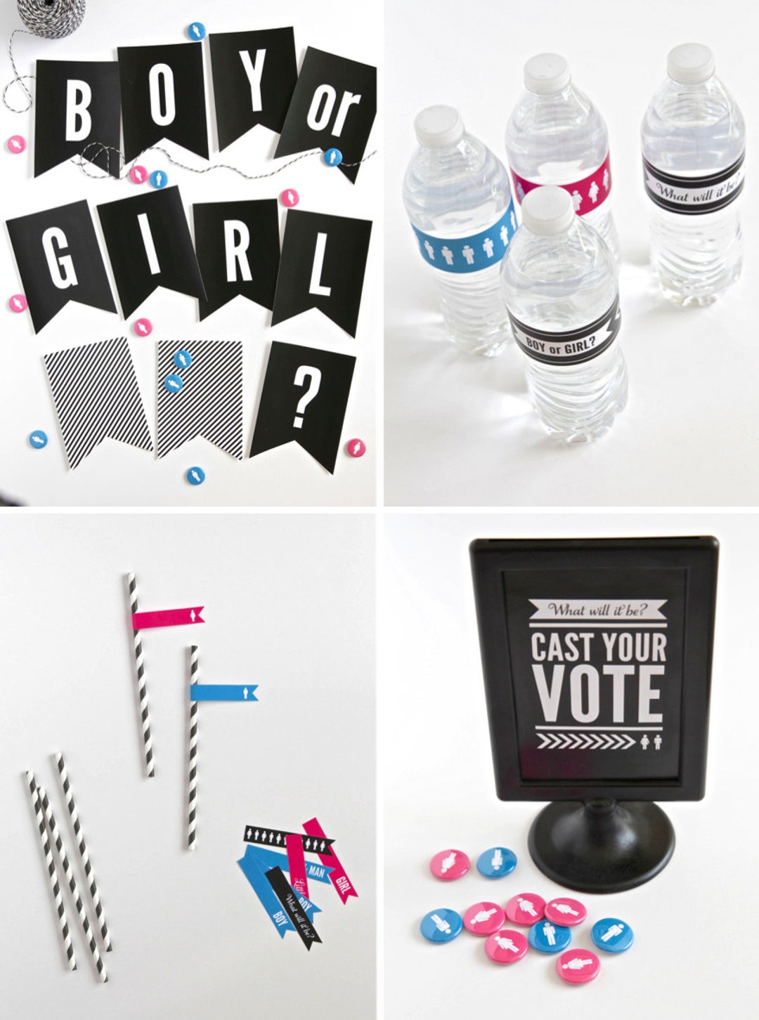 COMBO PACK of Baby Gender Reveal Party Decor - Instant Downloads - Etsy
