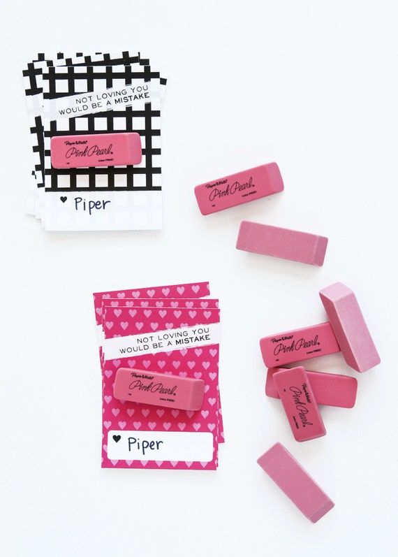 Editable Pink Eraser Valentine Template Printable PDF Eraser | Etsy