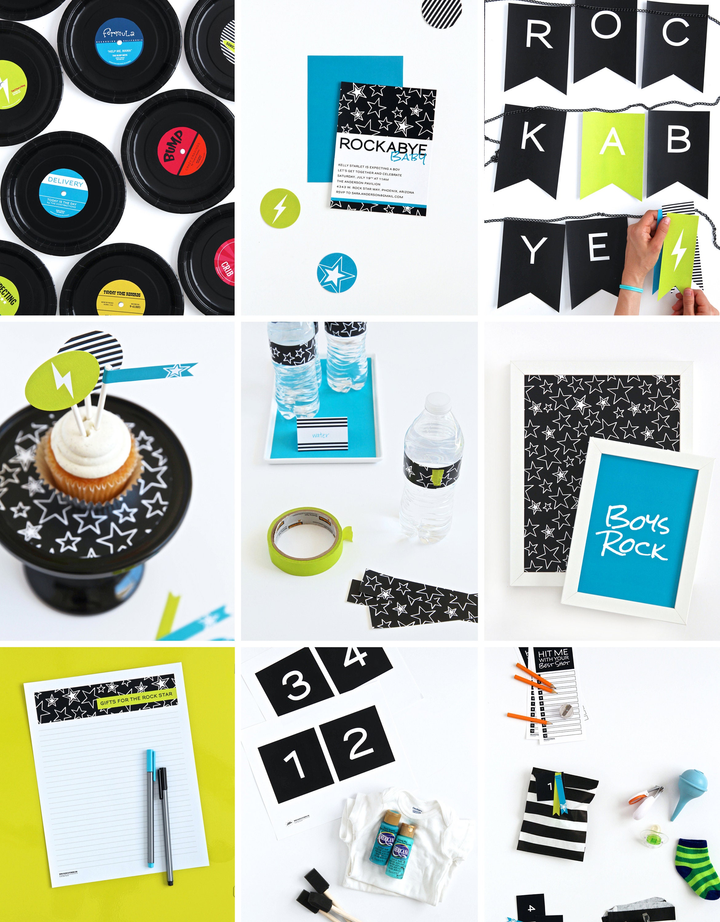 Rock Star Baby Shower Record Labels for Paper Plate Records - Printable ...